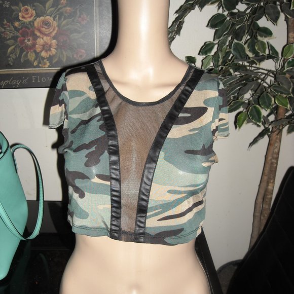 no brand | Tops | Womens Camouflage Army Mesh Sexy Crop Top | Poshmark